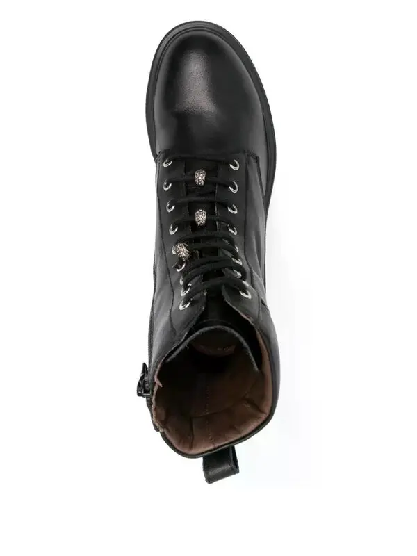 NEROGIARDINI Leather Lace-up Block Heel Boots