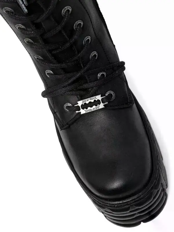 NEW ROCK 120mm Leather Lace-up Platform Boots