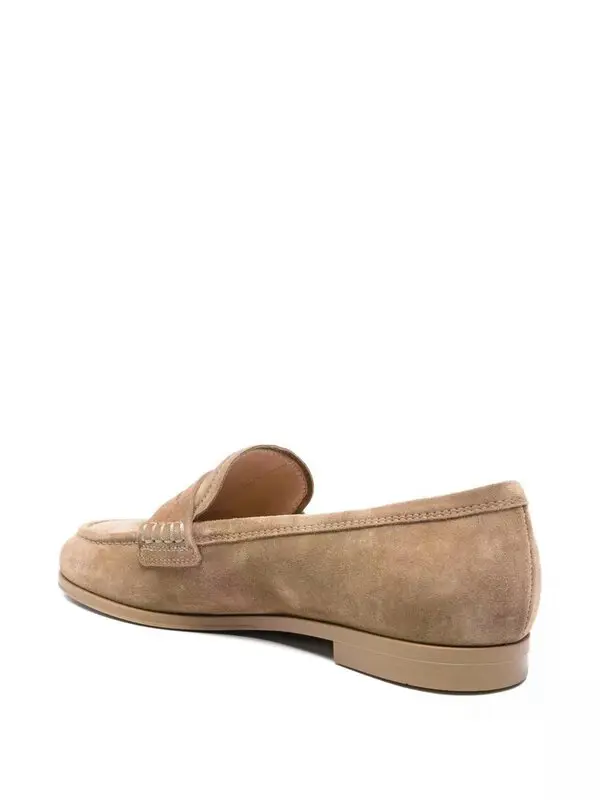 GIANVITO ROSSI Georgie Penny Suede Loafers - Neutrals
