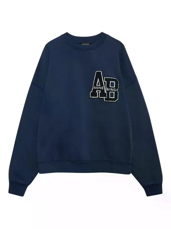 ANINE BING Miles Letterman Embroidered-logo Sweatshirt