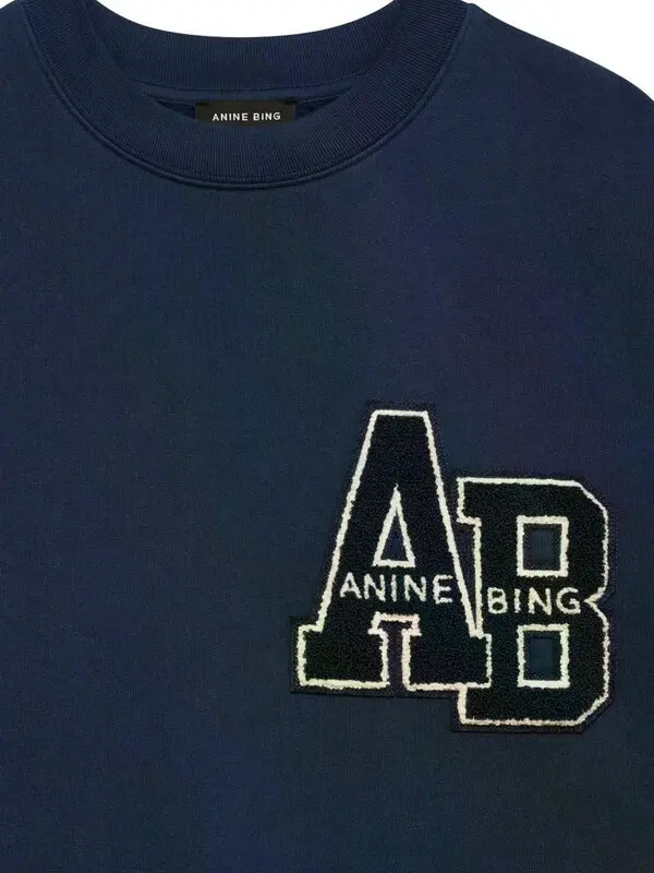 ANINE BING Miles Letterman Embroidered-logo Sweatshirt