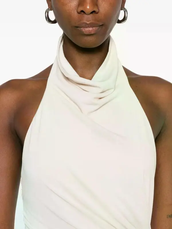 Andamane Stella Halter-neck Ruched Dress - Neutrals