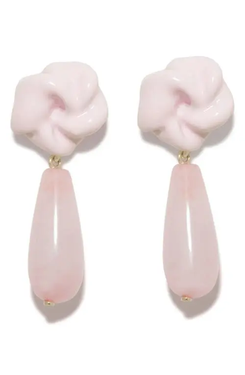 Completedworks Rose Quartz Drop Earrings - Pink 18ct Gold Plated