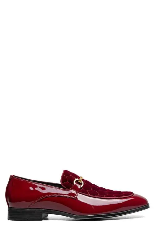 STACY ADAMS Sprague Quilted Velour Loafers - Burgundy