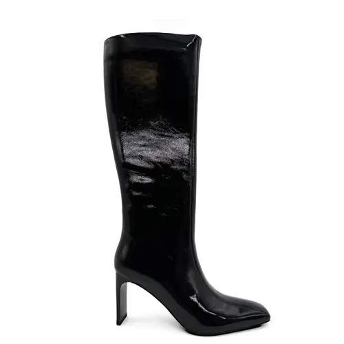 AMIE RAFA Mishel Knee-high Patent Leather Boots - Black