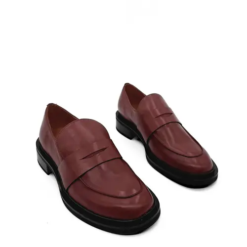 AMIE RAFA Drew Chunky Leather Loafer - Burgundy