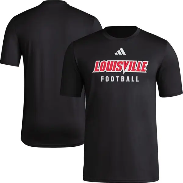Adidas Louisville Cardinals Locker Practice Football Pre-game T-shirt - Black