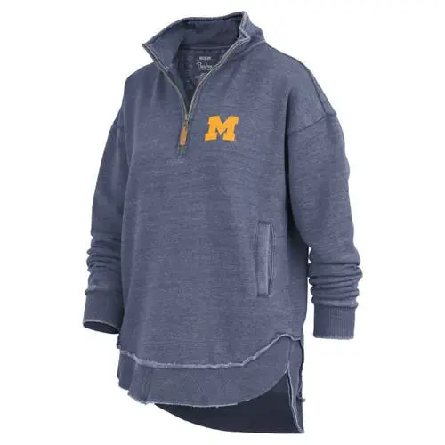 PRESSBOX Michigan Wolverines Northfork Sojourn Poncho Quarter-zip Sweatshirt