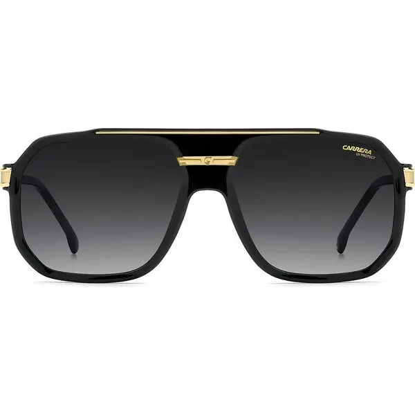 Carrera Eyewear 60mm Rectangular Flat Top Sunglasses - Black Gold/dark Grey Sf