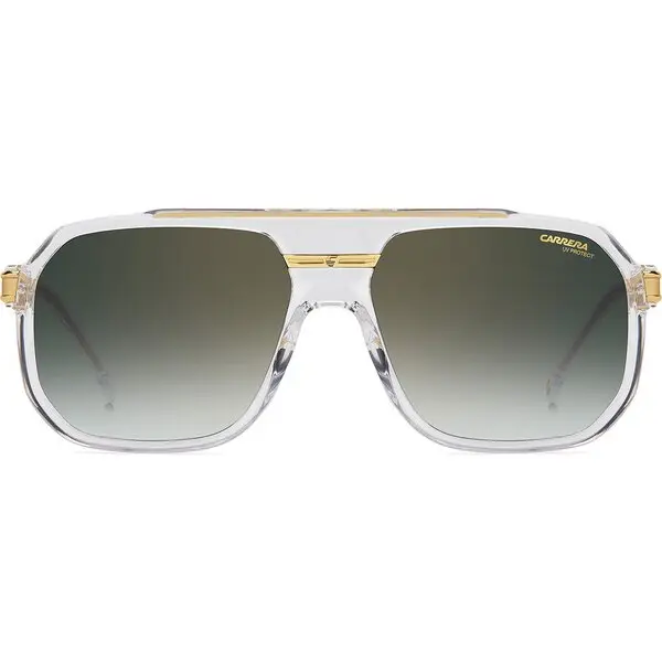 Carrera Eyewear 60mm Rectangular Flat Top Sunglasses - Crystal Gold/grn Sf Gdsp Ar