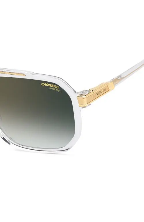 Carrera Eyewear 60mm Rectangular Flat Top Sunglasses - Crystal Gold/grn Sf Gdsp Ar