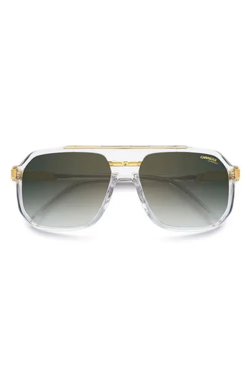 Carrera Eyewear 60mm Rectangular Flat Top Sunglasses - Crystal Gold/grn Sf Gdsp Ar