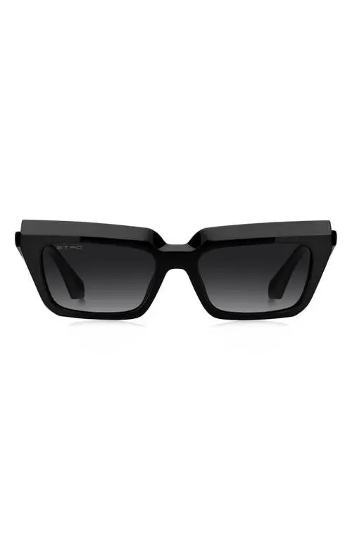 Etro 55mm Rectangular Sunglasses - Black/dark Grey Sf
