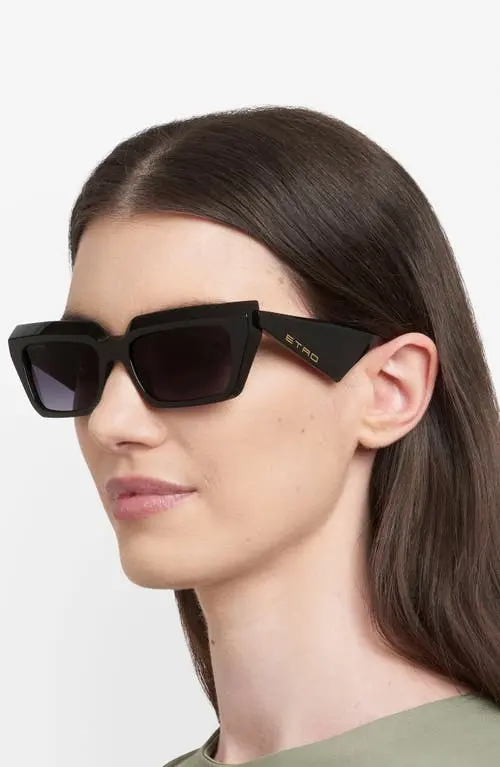 Etro 55mm Rectangular Sunglasses - Black/dark Grey Sf
