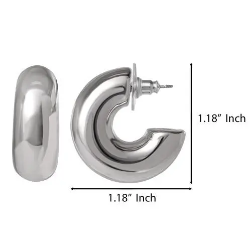 Jessica Simpson Polished Tone Chunky Hoop Earrings