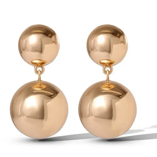 Jessica Simpson Double Ball Drop Earrings - Gold