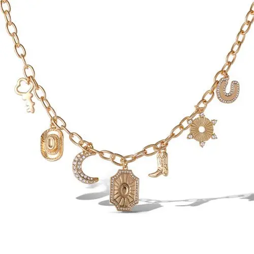 Jessica Simpson Starburst Charm Necklace - Gold