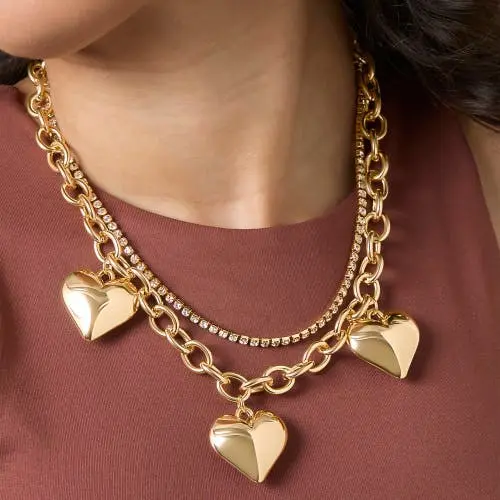 Jessica Simpson Triple Heart Statement Necklace