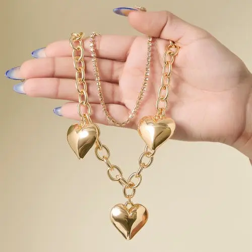 Jessica Simpson Triple Heart Statement Necklace