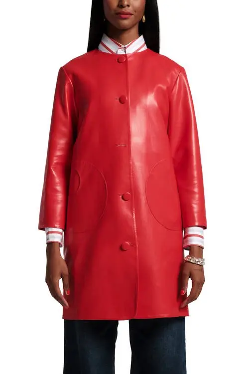 FRANCES VALENTINE Faux Leather Mod Jacket - Geranium