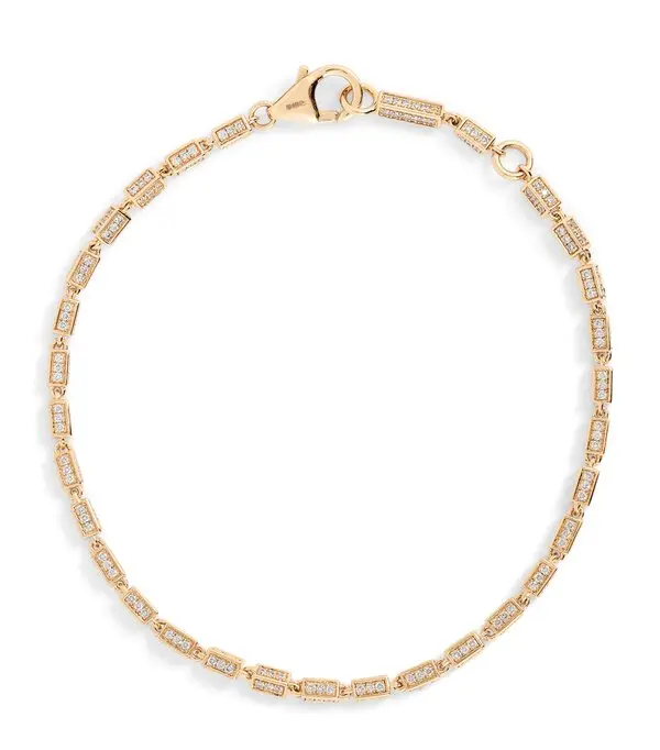 SUZANNE KALAN Small Diamond Block-chain Bracelet - Rose Gold