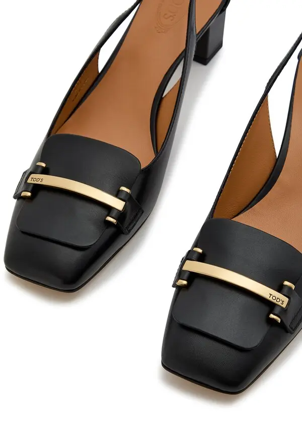 TOD'S Barretta 50 Smoothed Leather Slingback Pumps - Black