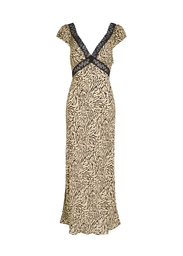 Rixo Iggy Print Crepe De Chine Midi Dress - Leopard