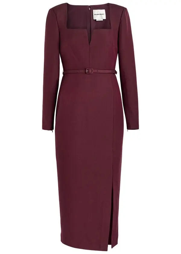Roland Mouret Cutout Wool And Silk-blend Midi Dress - Burgundy