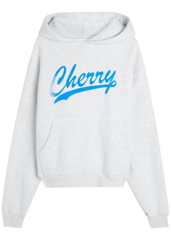 CHERRY LOS ANGELES Logo-print Hooded Cotton Sweatshirt - Grey