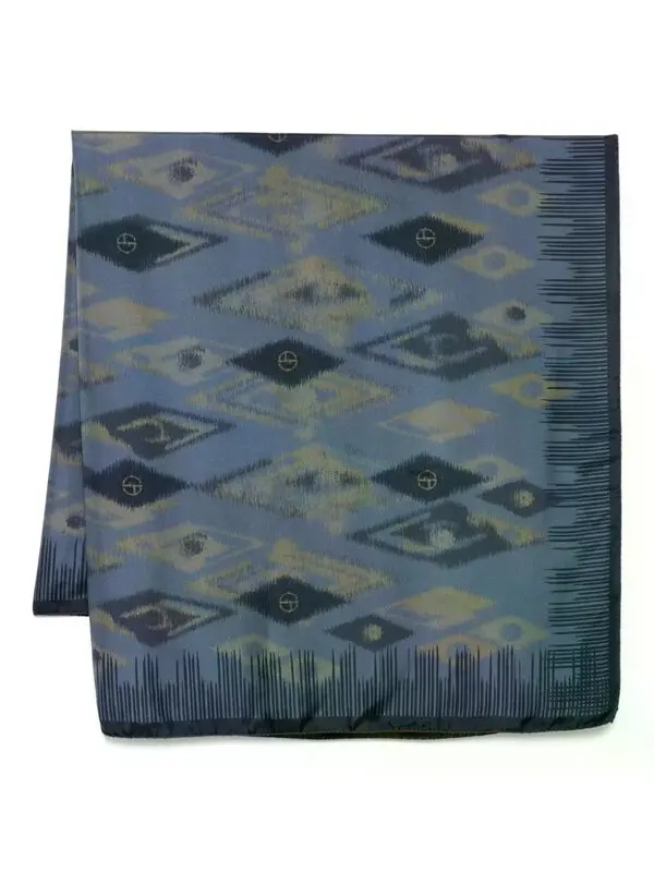 Giorgio Armani Ikat-pattern Silk Scarf - Blue