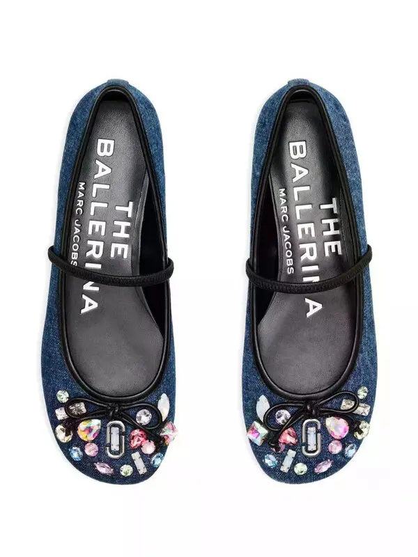 Marc Jacobs The Gem Denim Crystal-embellished Ballet Flats