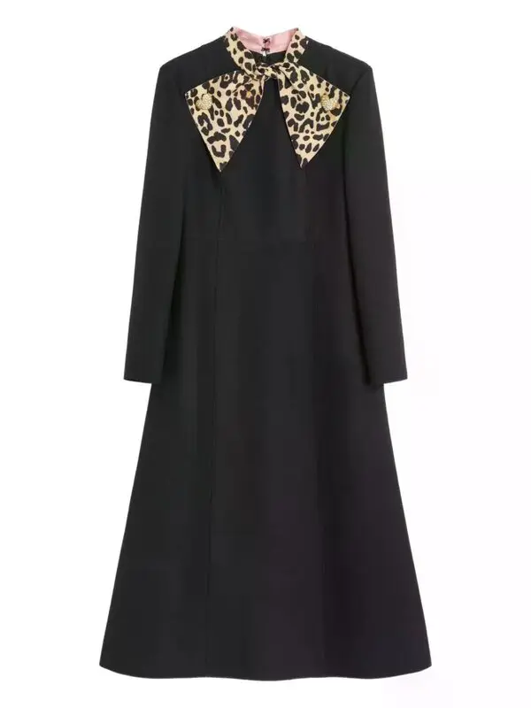 Valentino Garavani Long-sleeved Midi Dress With Animal Print Detail