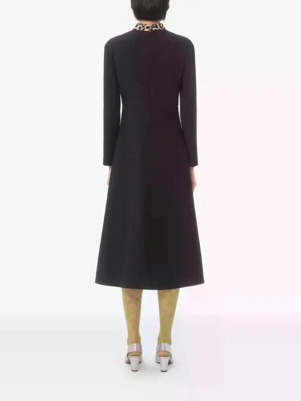 Valentino Garavani Long-sleeved Midi Dress With Animal Print Detail