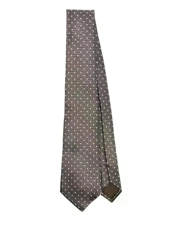 Giorgio Armani Herringbone-pattern Silk Tie - Brown