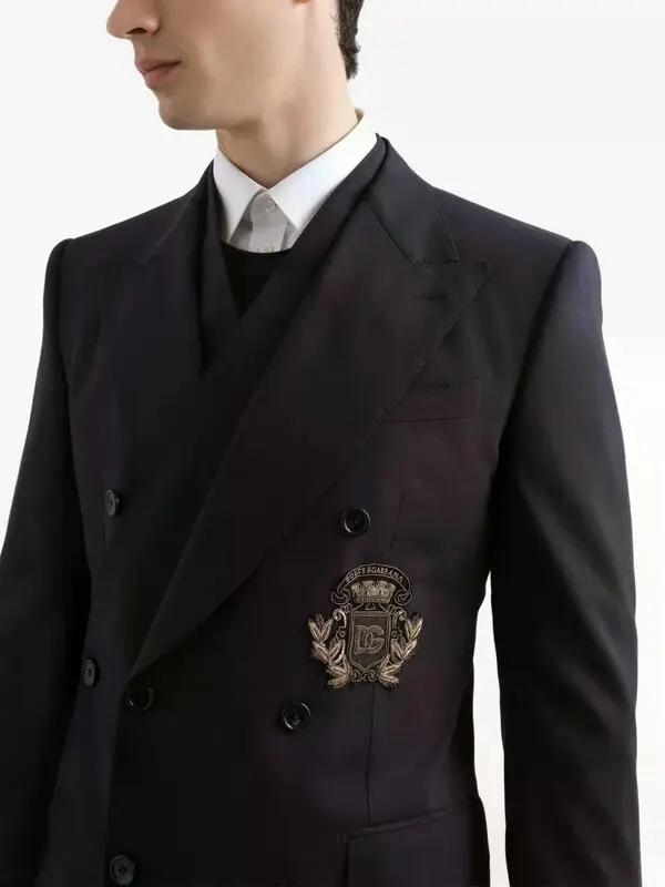 Dolce & Gabbana Double-breasted Crest-embellished Blazer