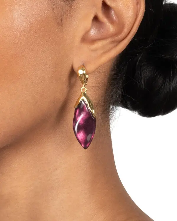 Alexis Bittar Lucite Petal Leverback Earrings - Black Cherry