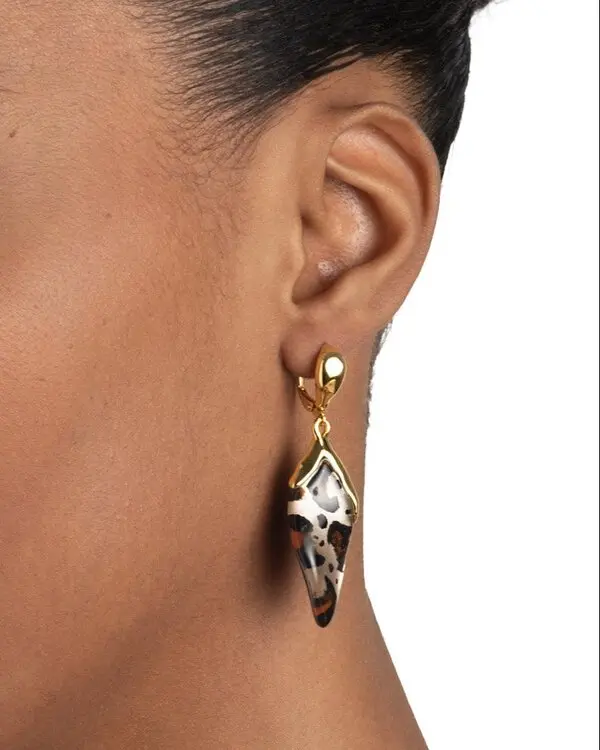 Alexis Bittar Lucite Petal Leverback Earring - Leopard