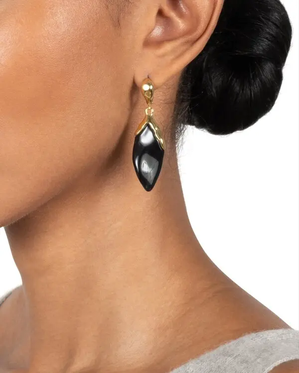 Alexis Bittar Lucite Petal Leverback Earrings - Onyx