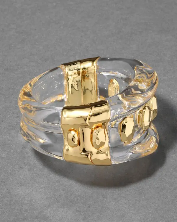 Alexis Bittar Liquid Lucite Studded Hinge Cuff Bracelet