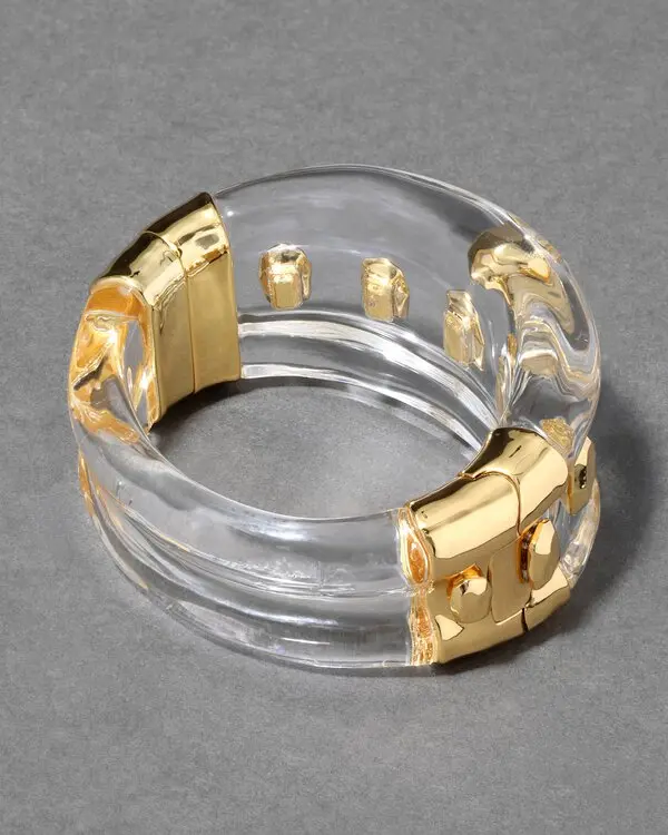 Alexis Bittar Liquid Lucite Studded Hinge Cuff Bracelet