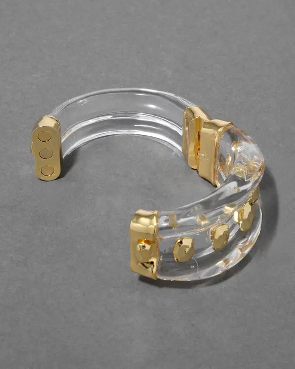 Alexis Bittar Liquid Lucite Studded Hinge Cuff Bracelet