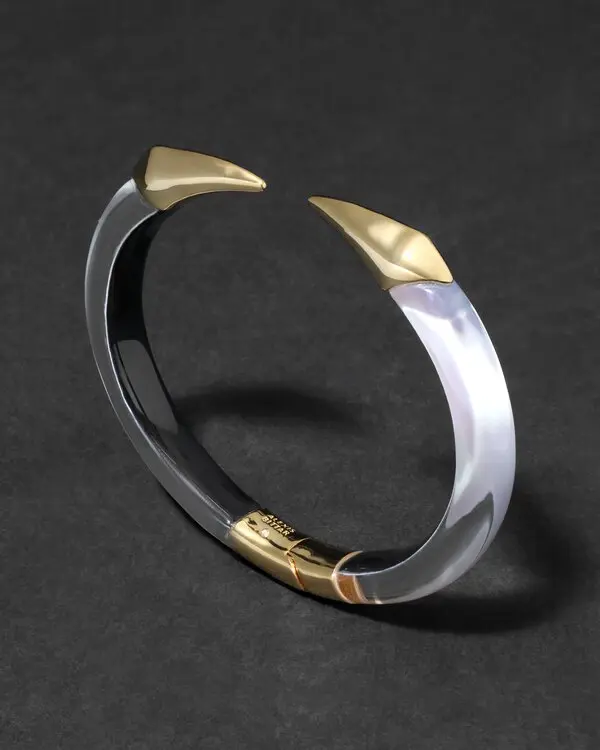 Alexis Bittar Mirrored Pyramid Brake Hinge Bracelet - White Opal