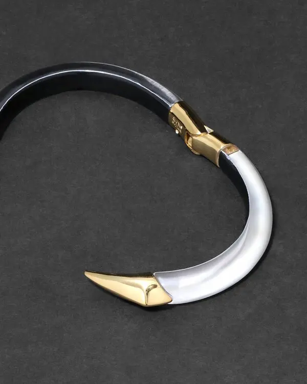 Alexis Bittar Mirrored Pyramid Brake Hinge Bracelet - White Opal