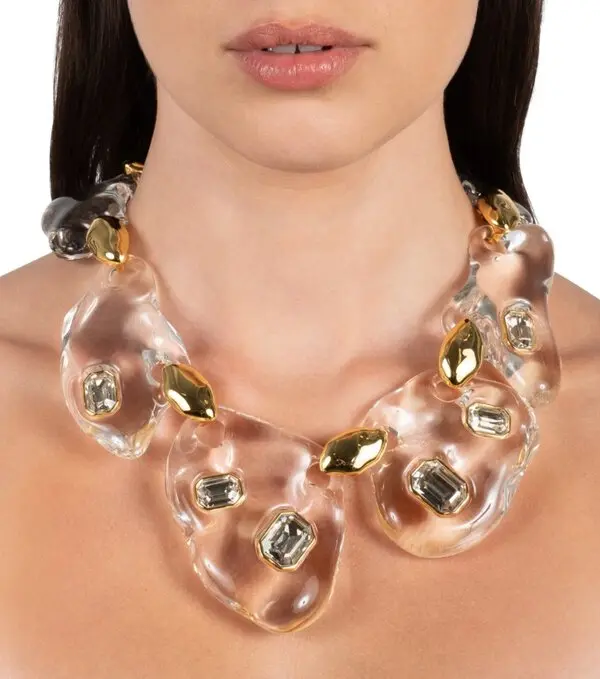 Alexis Bittar Liquid Lucite Crystal Pebble Necklace - Clear