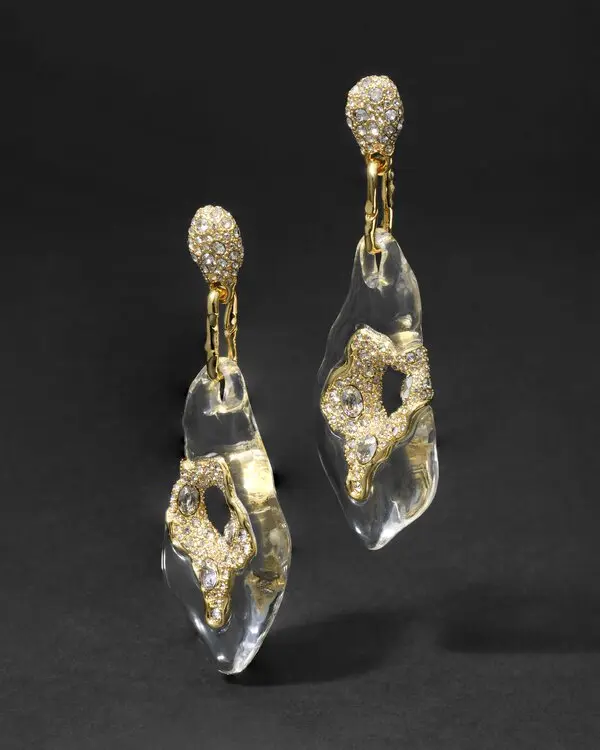 Alexis Bittar Liquid Lucite Crystal Pave Geode Drop Earrings