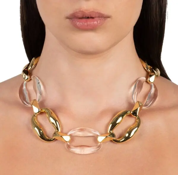Alexis Bittar Liquid Lucite Link Necklace - Gold