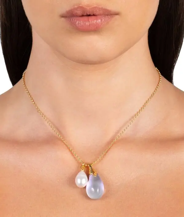 Alexis Bittar Lucite Teardrop Freshwater Pearl Pendant Necklace - Aurora
