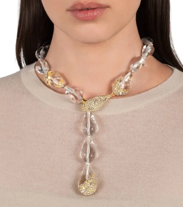Alexis Bittar Liquid Lucite Crystal Pebble Lariat Necklace - Gold