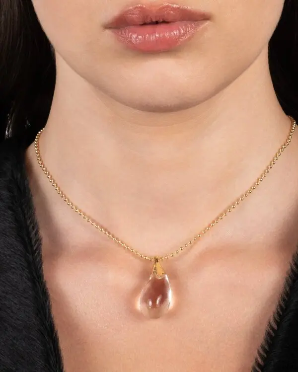 Alexis Bittar Liquid Lucite Teardrop Pendant Necklace - Gold
