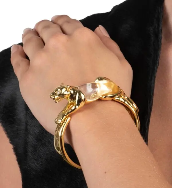 Alexis Bittar Panther Jelly Belly Hinge Bracelet